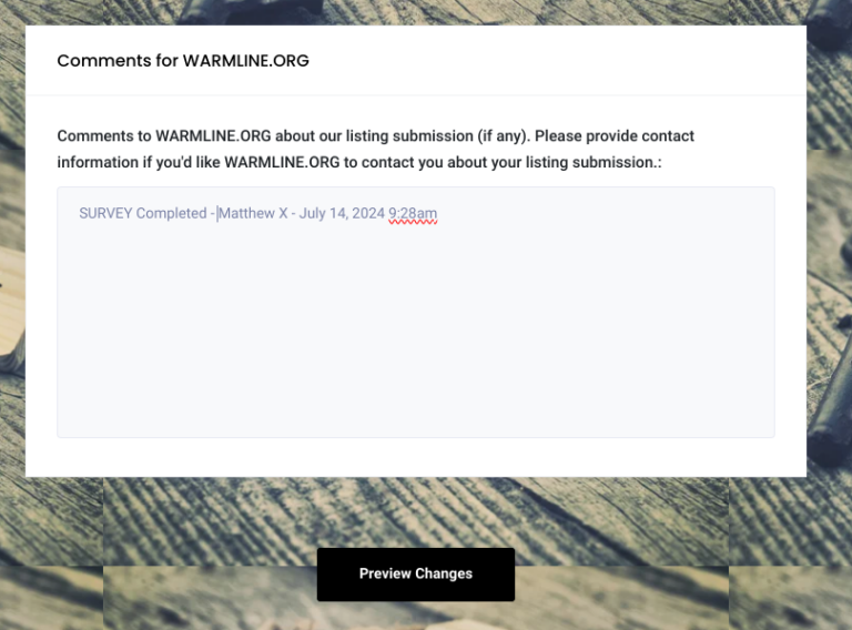 Dashboard Tabs - Warmline.org